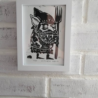 The Kitchen Goblin, Goblin Print, Kitchen Print, Weird Wall Art, Occult ...