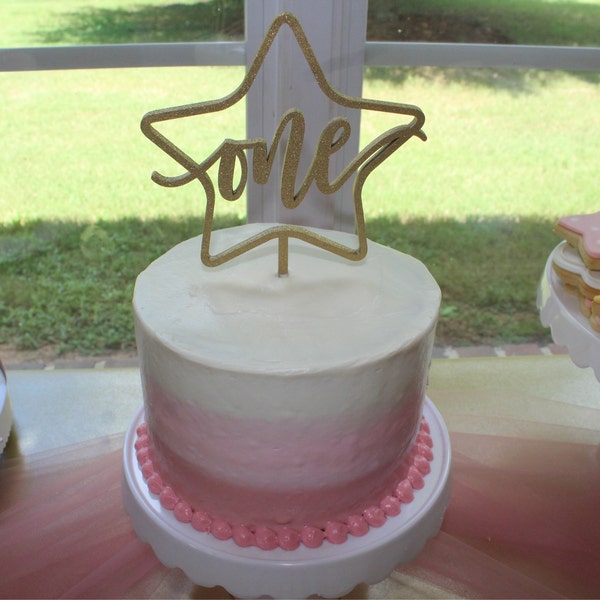 One Star Cake Topper 5.5"w, First Birthday Topper, Anniversary Topper ...