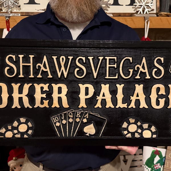 Personalized Poker Room Sign, Custom Carved Wood Bar Decor - Etsy