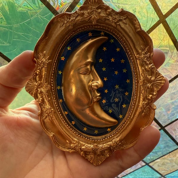 Man in the Moon Miniature Gold Ornate Frame, 90s Celestial Decor ...