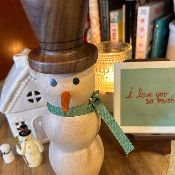 Hand-turned Wooden Snowman/lathe Snowman,christmas Present,rustic ...