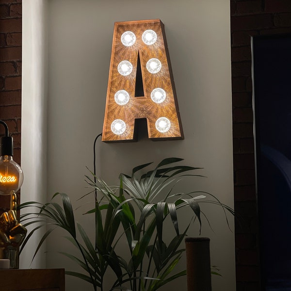 20 / 50cm Tall Rustic Industrial Style Metal Letter Lights. Custom Made ...