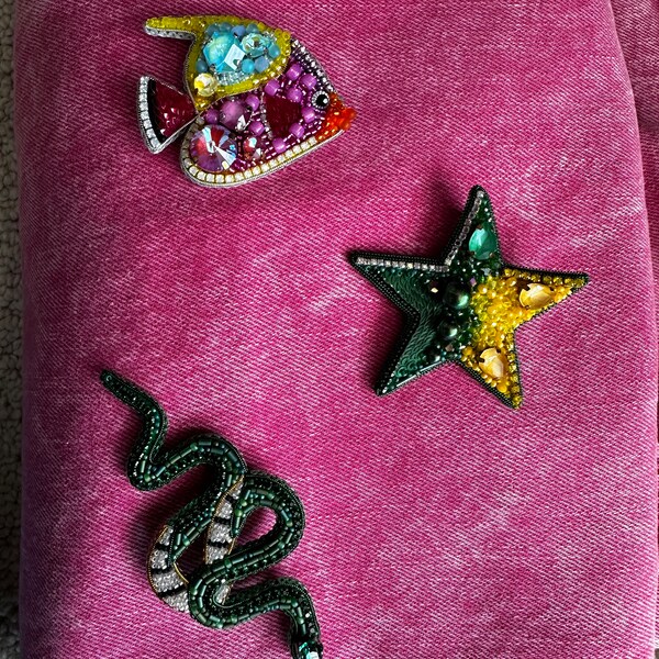 Handmade Butterfly Brooch , Blue Butterfly Pin , Beaded Butterfly ...