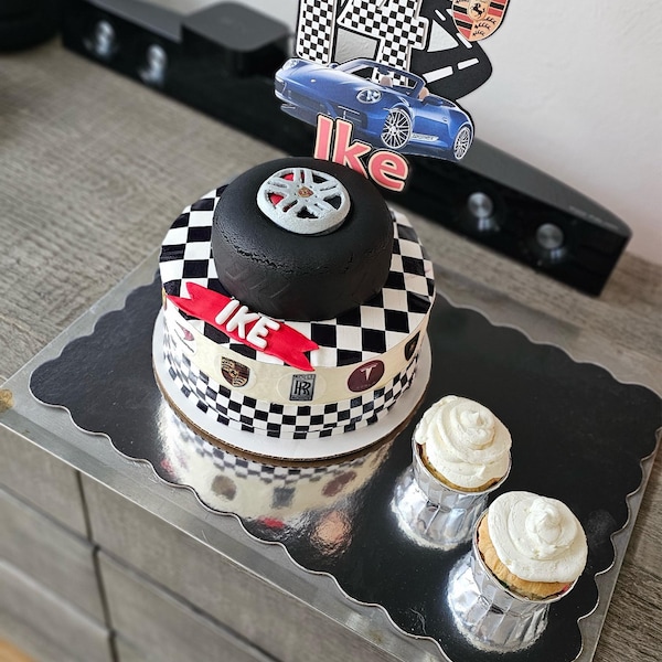 Edible Black and White Checkered Flag Cake Wraps and Strips. for Cakes ...