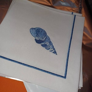 Embroidered Nautical Napkin Set-yatch Decor Cloth Napkins-blue and ...