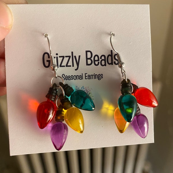 Christmas Tree Lights Earrings, Christmas Earrings, Holiday Earrings ...