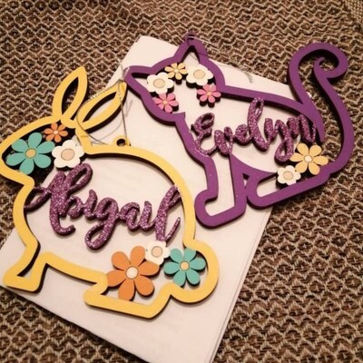 Personalised Cat Wooden Name Plaque - Etsy