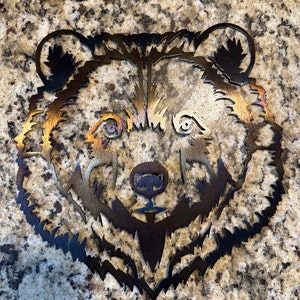 Metal Grizzly Bear Face Wall Art - Etsy
