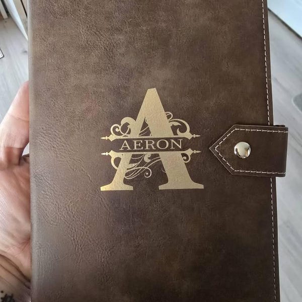 Custom Engraved Leather 3 Ring Binder Portfolio, Personalized Letter ...