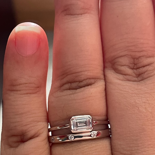 Baguette Ring, Rectangle Ring, Bezel Set Ring, Bezel Set Engagement ...