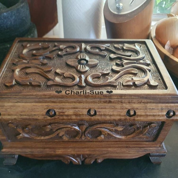 Wooden Puzzle Box, Secret Lock Box, Walnut Jewelry Box, Vintage Jewelry ...