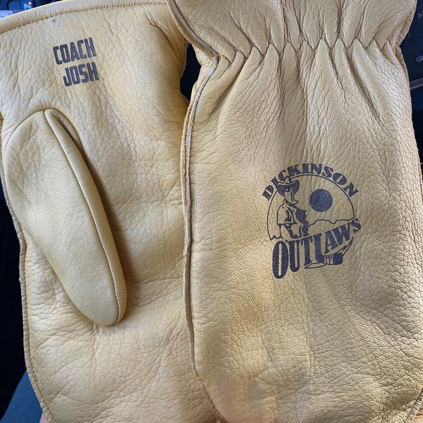 Leather Chopper Mittens With State Logo Engraved | Custom Engraved ...