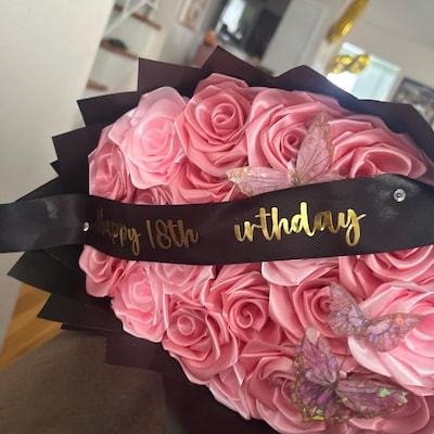 Ribbon Eternal Bouquet, Personalized Bouquet, Personalized Eternal Roses , Graduation Bouquet ...