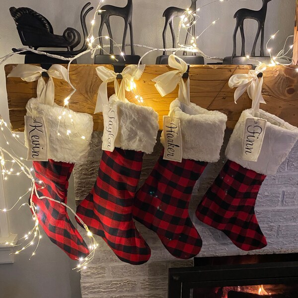 Buffalo Check Stocking, Plaid Christmas Stocking, Personalized ...