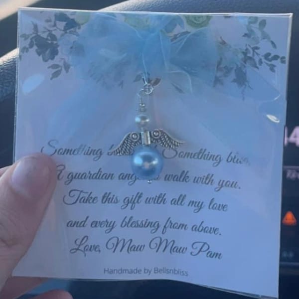 Something Blue Angel Charm, Something Blue for Bride Memorial Charm for ...