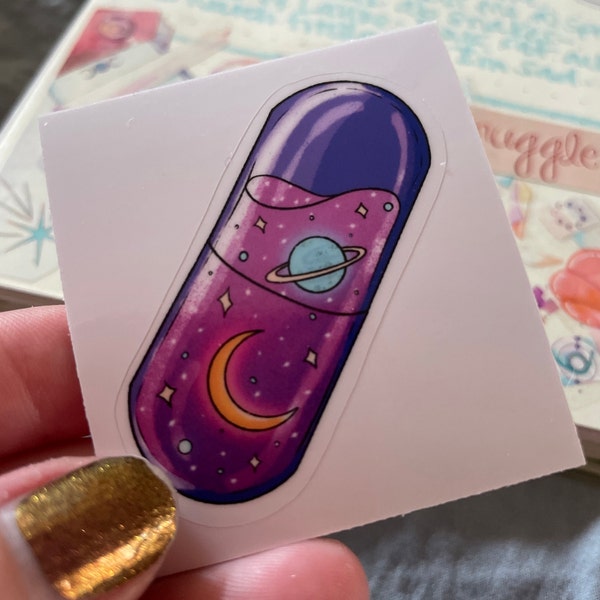 Galaxy Pill Vinyl Sticker, Space, Best Friend Gift, Laptop Sticker ...