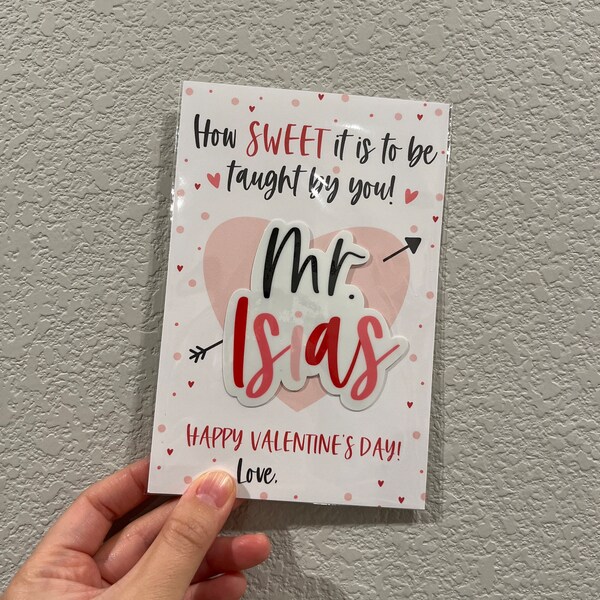 Custom Teacher Valentines Day Sticker + Valentines Gift for Teacher ...