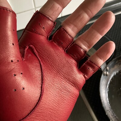 Fingerless Long Leather Gloves/ Super Soft Black Leather Gloves-black-red-women Gift-glamour ...