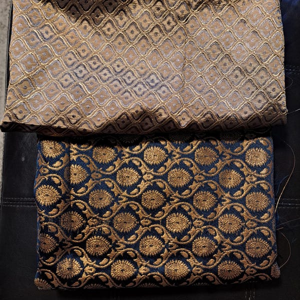 48 Royal Blue Brocade by the Yard, Indian Art Silk Brocade,banarasi ...