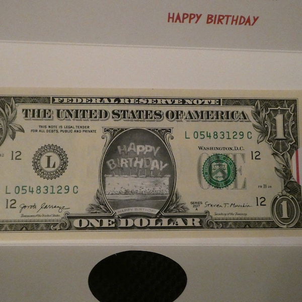 Birthday Card for Her and Official Birthday Dollar. Real 1.0 USD. Each ...