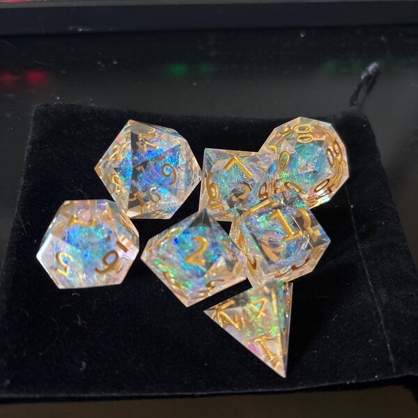 Rainbow DND Dice Set, Transparent Sharp Edge D&D Dice Full Set ...