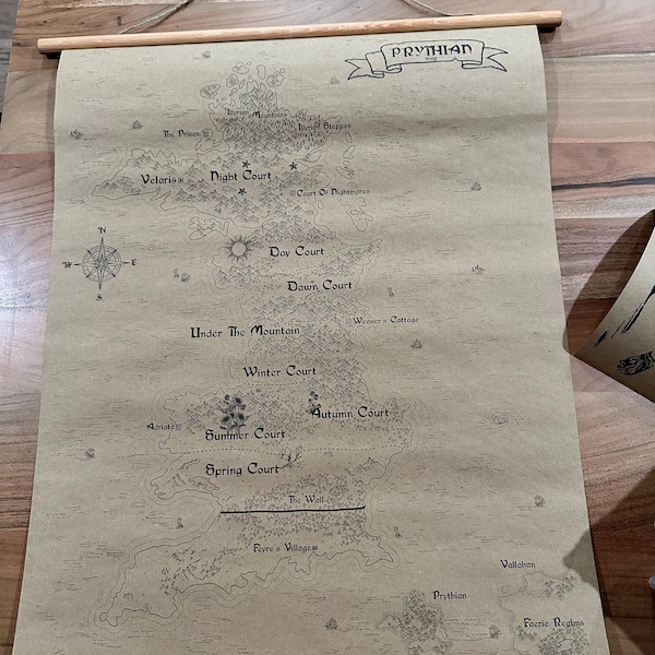 Sarah J Maas Acotar Fantasy Map, Prythian Home Decor, A Court of Thorns ...