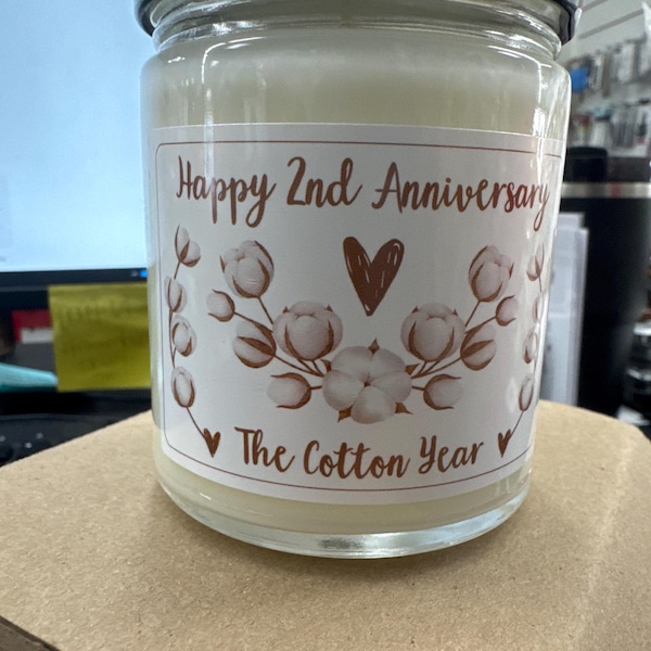 2nd Wedding Anniversary Candle 2nd Cotton Anniversary 2nd Cotton ...