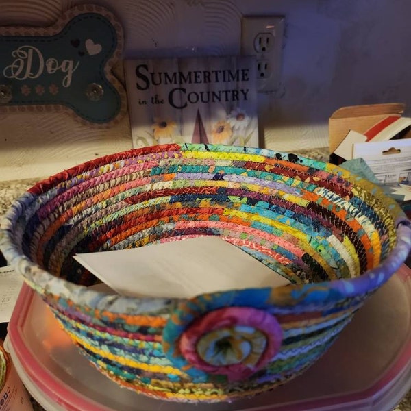 Halloween Coiled Rope Bowl, Black Bat Rope Basket, Decorative Halloween ...