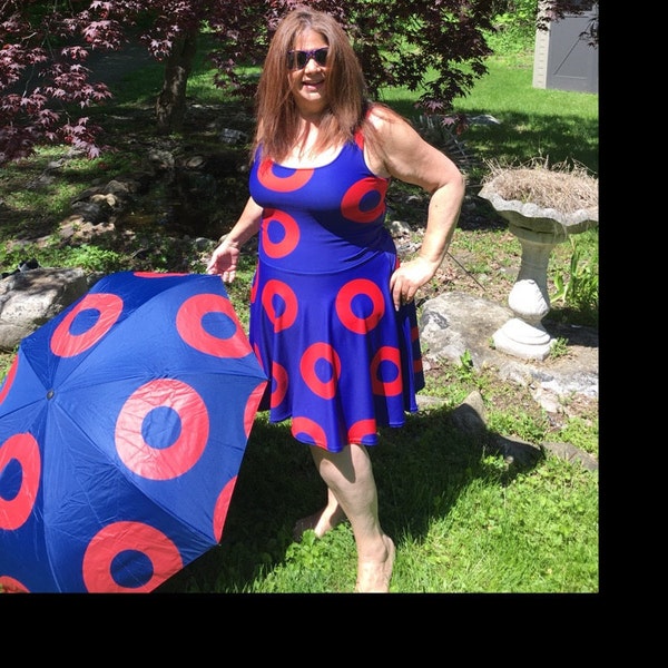 Phish Red Circle Donut Skater Dress - Red Circle Donut, Fishman Donut ...