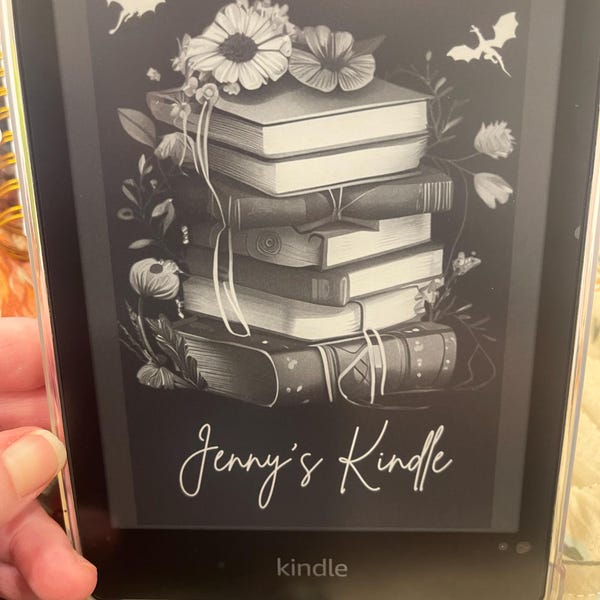 Custom Kindle Lock Screen, Book Stack Romantasy Kindle Screen Saver ...