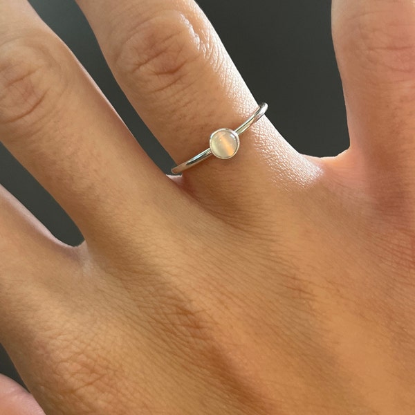 Moonstone Stacking Ring, Moonstone Ring, Engagement Ring, June Birthstone, White Moonstone ...