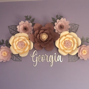 Initial Letter Paper Flower Set Wall Decal Paper Flower Nursery ...