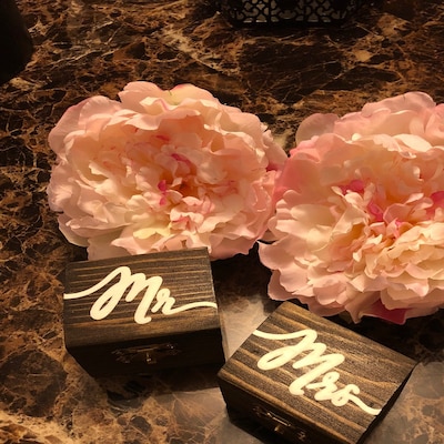 Mr and Mrs Ring Boxes, His and Hers Ring Boxes, Ring Box Set, Wedding ...