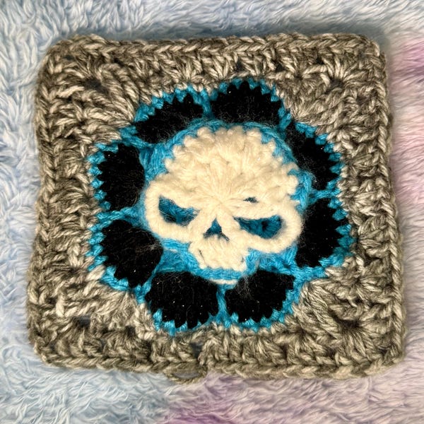 Skull Granny Square: Crochet Skull Sunflower Granny Square PATTERN ...