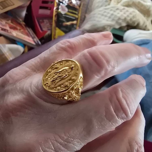 Jesus Christ Men Ring, Religious Signet Ring, IHS Patterned Men Ring ...