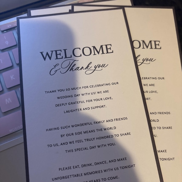 Menu and Thank You Note, Modern Minimalist Wedding Menu Card Set ...