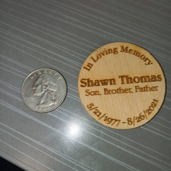 Memorial Tokens - Custom Wooden Tokens Become Heirlooms - 100 Count ...