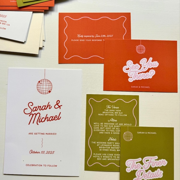 Colorful Wedding Invite | Hand Drawn Wedding Invitation | Unique ...