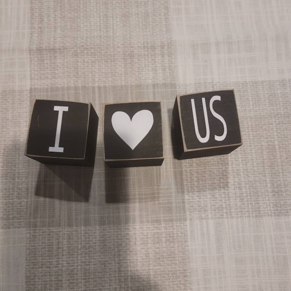 Small Wood Sign, Set of 3 Blocks, 1.5", Mantle Decor, Shelf Sitter ...