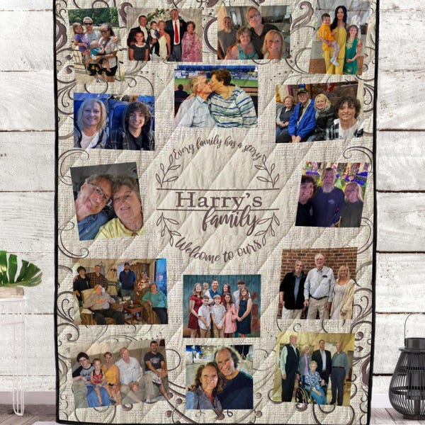 Personalized Photo Memory Quilt, Blanket or Wall Hanging, Custom Photo ...