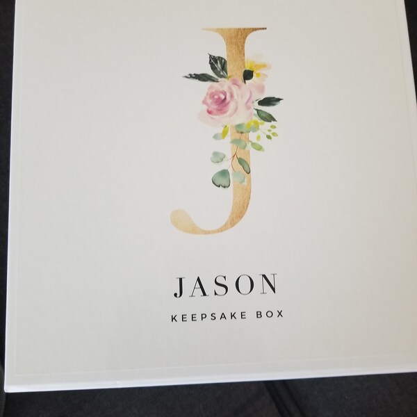 Baby Boy Keepsake Box - Custom Gift Box - Square White Box - Custom ...