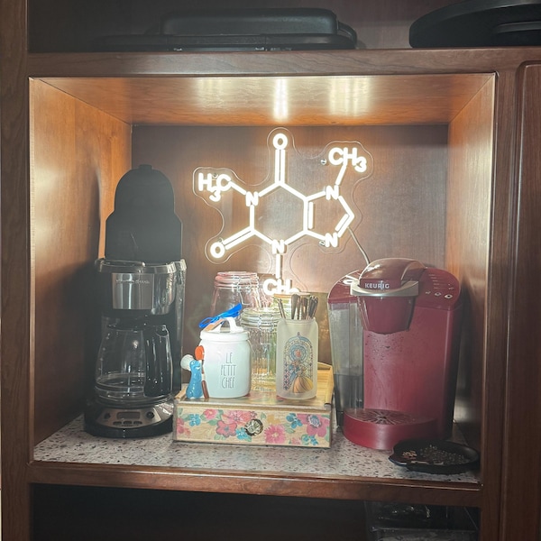 Caffeine Molecule, Led Neon Sign, Wall Decor Caffeine Molecule, Coffee ...