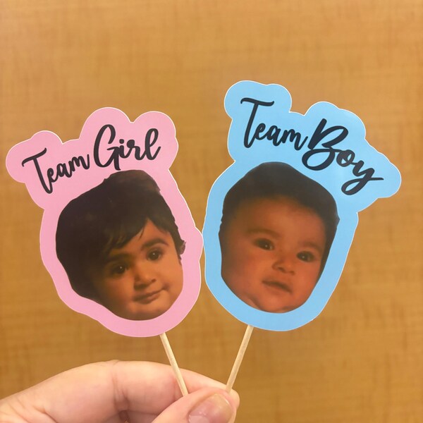 Gender Reveal Custom Team Boy Team Girl Cupcake Toppers/ Cupcake ...