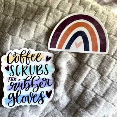 Coffee Scrubs & Rubber Gloves Nursing Sticker Clear and - Etsy