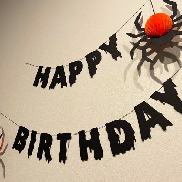 Happy Birthday, Halloween Birthday Banner, Spooky Birthday Banner ...