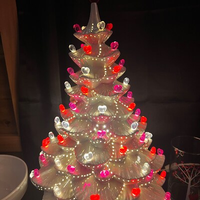 Ceramic Christmas Tree Round Balls Lights Red Green Clear - Etsy