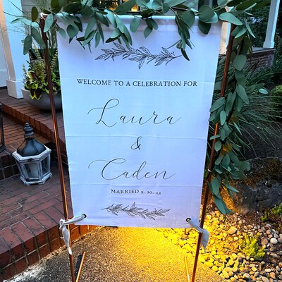Wedding Fabric Welcome Sign Modern Wedding Welcome Sign - Etsy