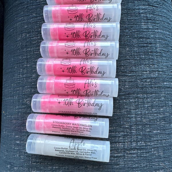 PERSONALIZED Tinted Lip Balms for Birthday Parties, Sweet Sixteen, Baby ...