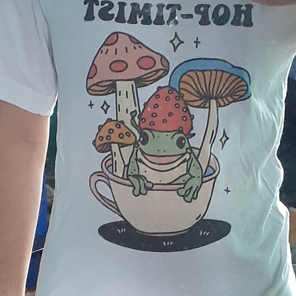 Retro Frog Tshirt, Funny Hop-tomist Froggy Shirt, Cottagecore Mushroom ...