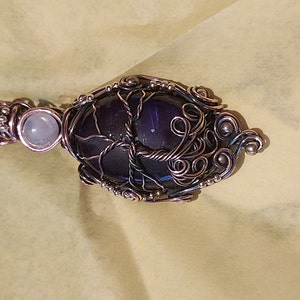 Tree of Life Rainbow Moonstone Pendant Copper Wire Wrapped Pendant Tree ...
